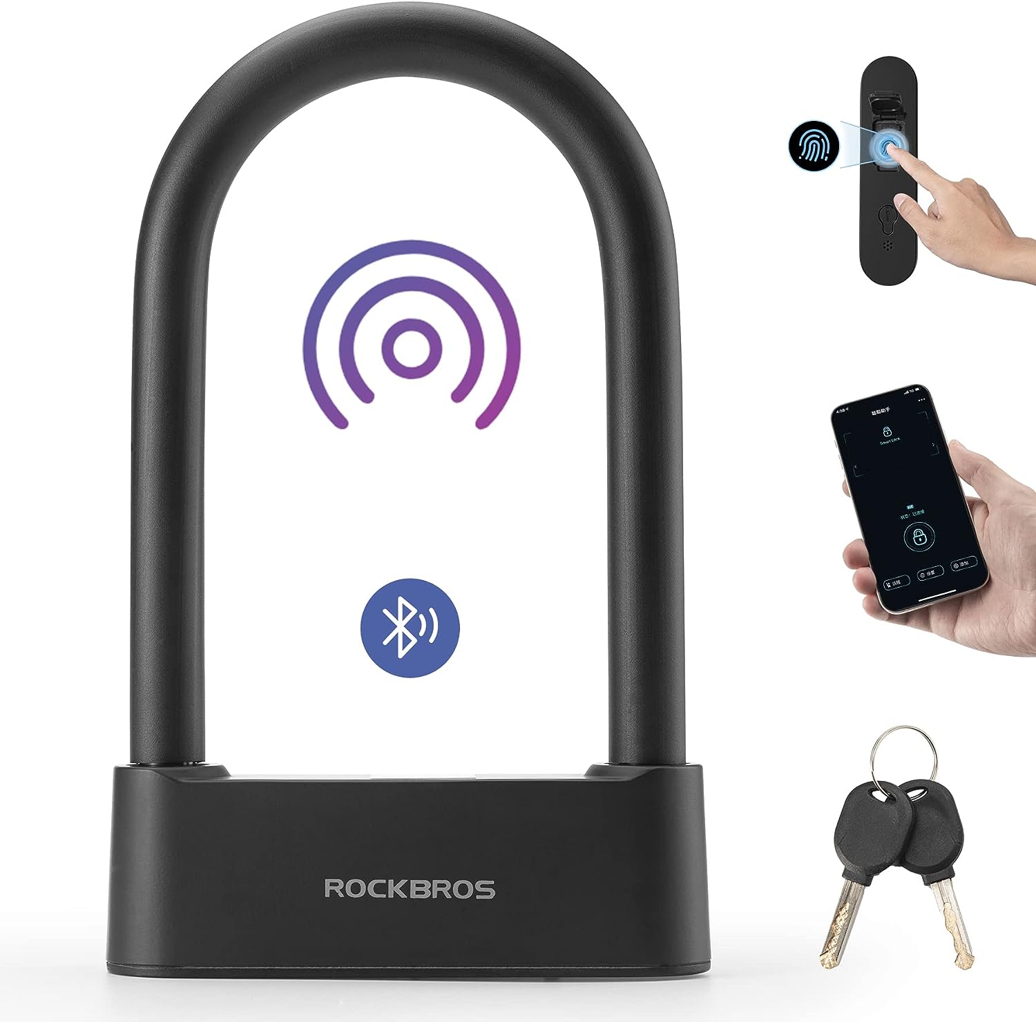 ROCKBROS Bike Lock Smart Fingerprint Key MTB Motor Key USB Repetitive ...